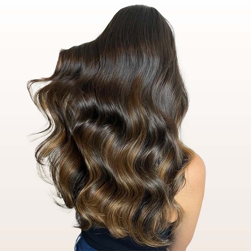 Balayage Dark Brown Mixed Chestnut Brown (2/6/2) Tape in Hair Extensio ...