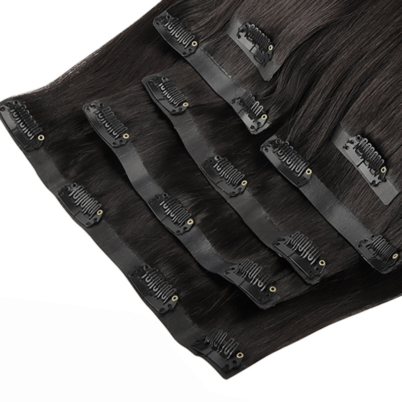 Natural Black (1B) Seamless Clip In Hair Extensions 100% Human Hair ...